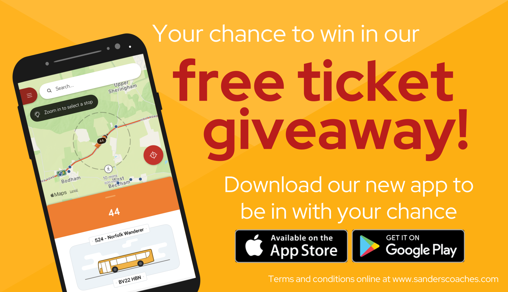 Win in our free ticket giveaway - Sanders Coaches Ltd